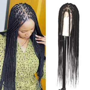 lexqui 36'' box braided wigs for women braided lace wigs triangle knotless lace front braided wig human hair blended full double lace braided wig with baby hair braid lace front wig