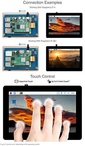 waveshare 5inch Capacitive IPS Touch Display Compatible with Raspberry Pi 5/4B/3B+/3A+/3B/2B/B+/A+/ CM3/3+/4 800×480 Resolution DSI Interface Low Power Consumption