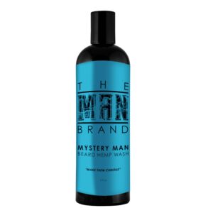 the man brand beard hemp wash - beard cleanser for men - beard wash with aloe vera oil and organic hemp seed oil. - scented beard moisturizer for grooming (mystery man - 8 oz)