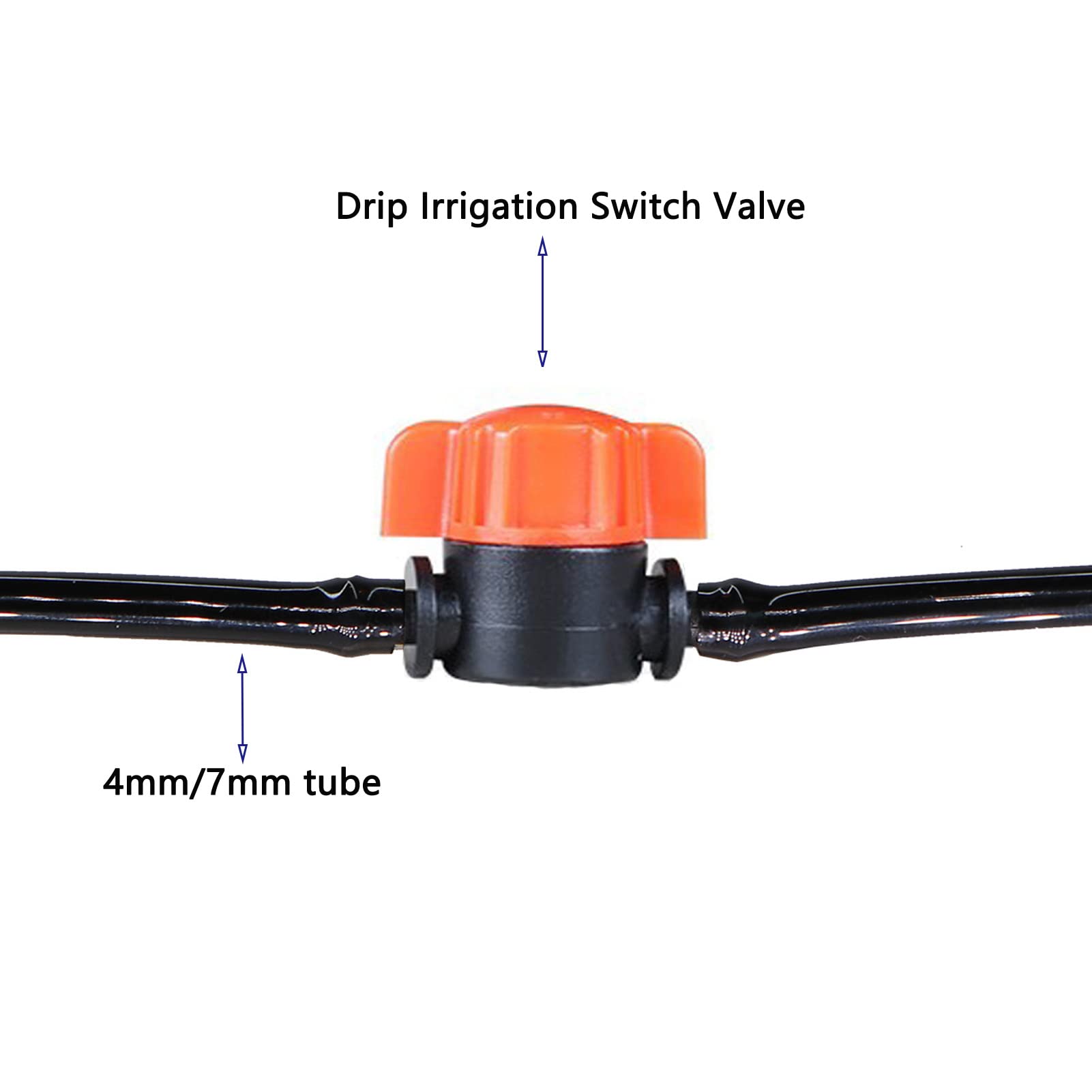 12 Pack Drip Irrigation Switch Valve 1/4" Drip Irrigation Barbed Ball Valve Shut Off Switch 4mm/7mm Hose Water Connectors Barbed Valve Drip Irrigation Universal Barbed Valve for Gardening