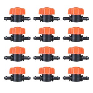 12 pack drip irrigation switch valve 1/4" drip irrigation barbed ball valve shut off switch 4mm/7mm hose water connectors barbed valve drip irrigation universal barbed valve for gardening