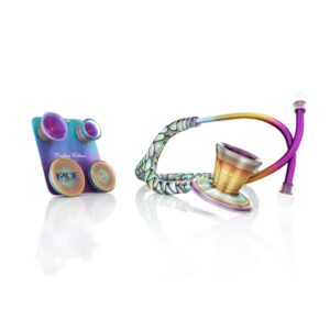 mdf instruments mermaid kaleidoscope procardial cardiology stethoscope + mdf pediatric and neonatal attachments with clip