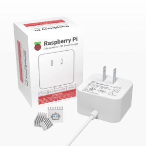 official raspberry pi power supply adapter with 3pcs iotcrazy heatsink, for raspberry pi micro-usb boards, support 3 b+/pi 3 /pi zero w/pi zero/pi 1 /pi 2 /pico, 5.1v 2.5a, us plug, white (official)