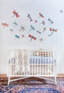 watercolour dragonfly wall decals，dragonfly sticker for nursery，lovely animal window clings decoration wallpaper mural for kid’s room classroom school