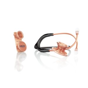 mdf instruments md one epoch lightweight titanium stethoscope (black glitter/rose gold) + mdf pediatric attachment with clip