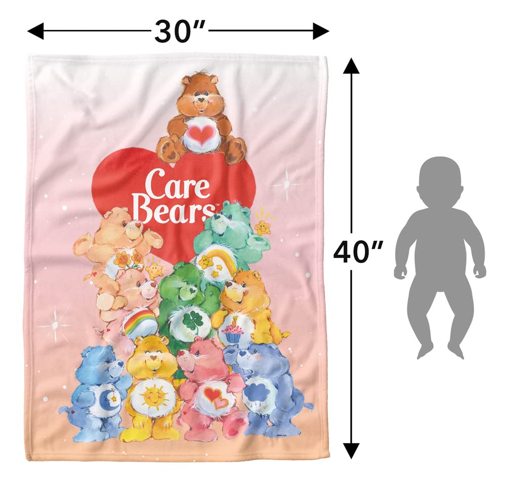 LOGOVISION Care Bears Lightweight Baby Blanket, 30"X40", Beary Big Pile Unisex for Infants Girls & Boys