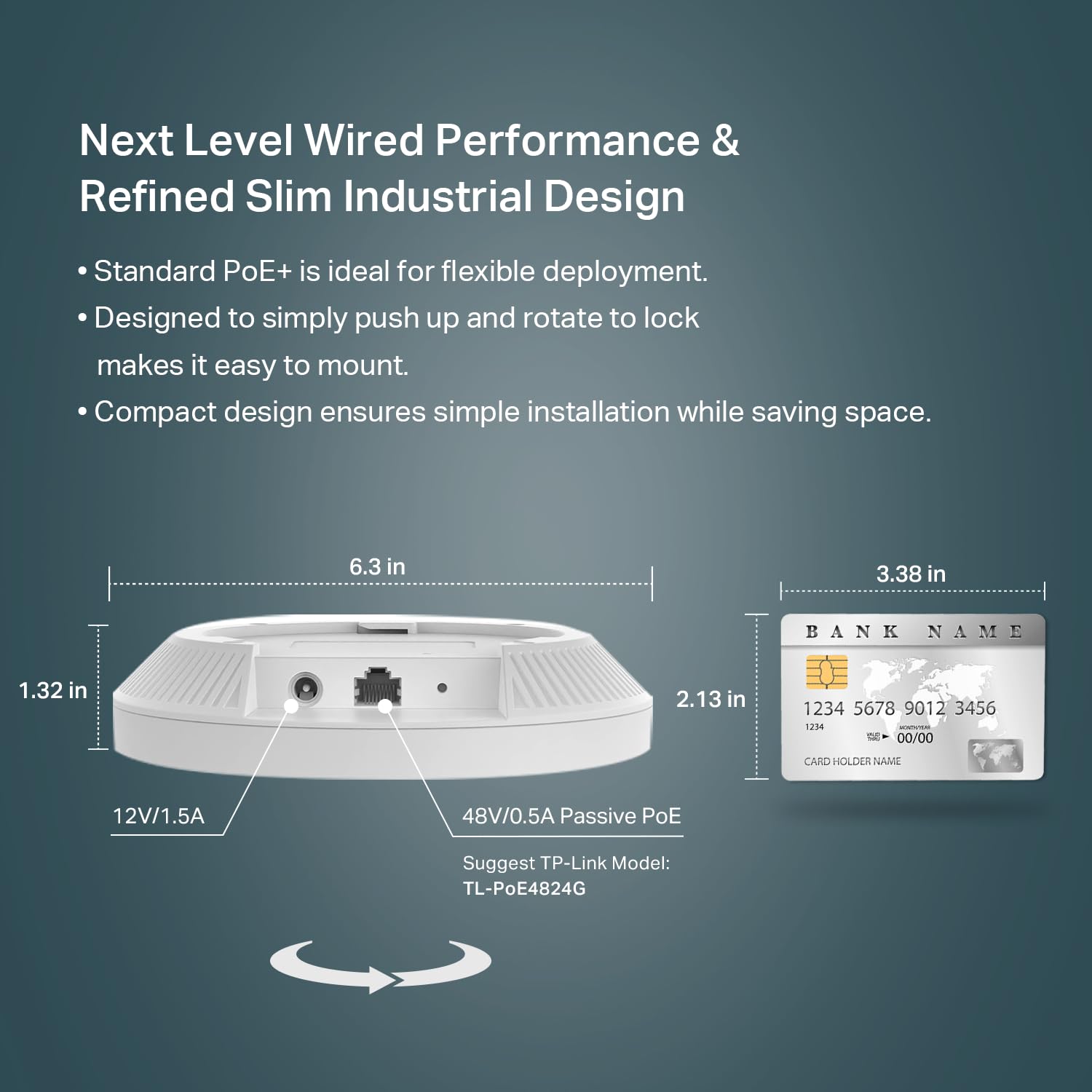 TP-Link EAP610 Ultra-Slim Wireless Access Point for Business | Omada True Wi-Fi 6 AX1800 | DC Adapter Included | Mesh, Seamless Roaming, WPA3, MU-MIMO | Remote & App Control | PoE+ Powered