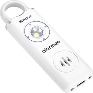 3dactive alarmee rechargeable personal safety alarm for women, teens and elderly, pocket size 130db loud siren with led light