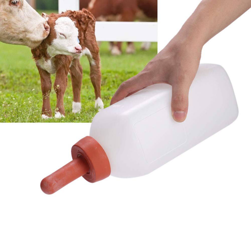 Zerodis 2L Calf Milk Feeder Milk Bottle Cups Nursing Calf Cow Feeding Bottle Without Handle Screw Set Milking Feeding Replacement