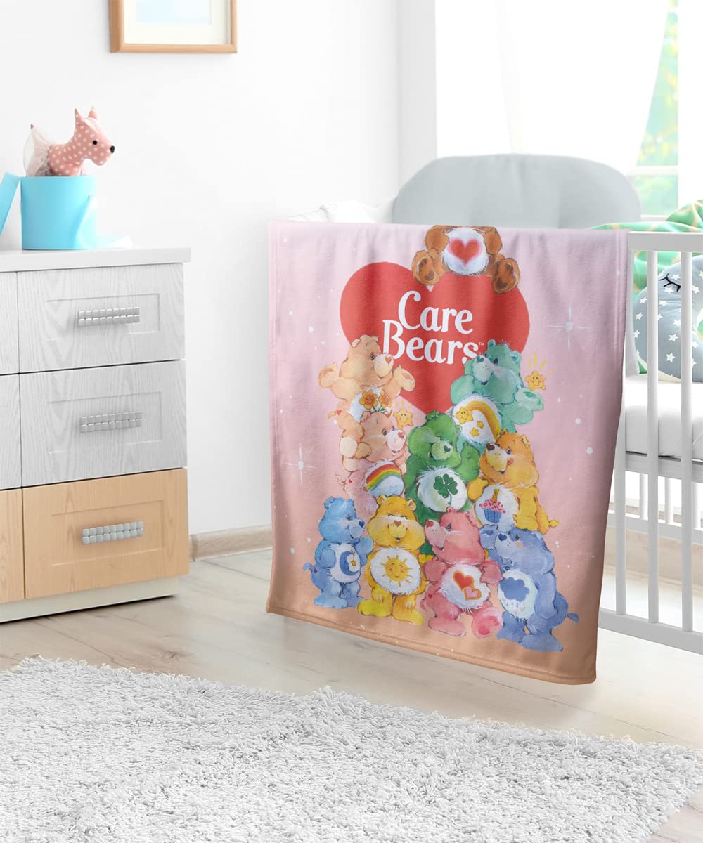 LOGOVISION Care Bears Lightweight Baby Blanket, 30"X40", Beary Big Pile Unisex for Infants Girls & Boys