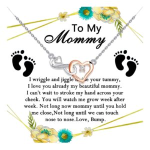 wsnang mommy to be gift new mom necklace message card jewelry first time mom pregnancy gift baby bump gifts (mommy wriggle c)