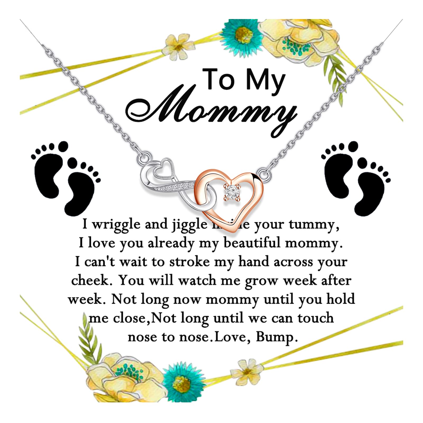 WSNANG Mommy To Be Gift New Mom Necklace Message Card Jewelry First Time Mom Pregnancy Gift Baby Bump Gifts (Mommy wriggle C)