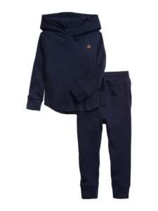 gap baby boys textured long sleeve top and jogger set, tapestry navy v2, 4yrs us