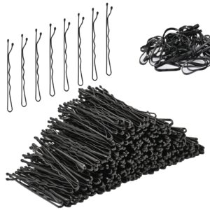 400pcs bobby pins black,hair pins for women,hair accessories for women and girls,premium hair pins for buns with box for all hair types(2 inch),with 50 pcs thick rubber hair bands