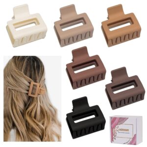 medium claw hair clips for women girls, 2" matte rectangle small hair claw clips for thin/medium thick hair, hair jaw clips nonslip clips (warm color)