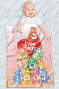 logovision care bears lightweight baby blanket, 30"x40", beary big pile unisex for infants girls & boys