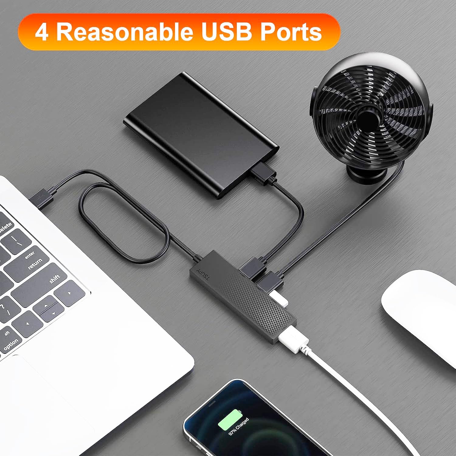 USB 3.0 Hub TSUPY Multi USB HUB, 5 in 1 USB Data Hub with SD Micro SD Card Reader & 3 USB 3.0 Ports Compatible for PC