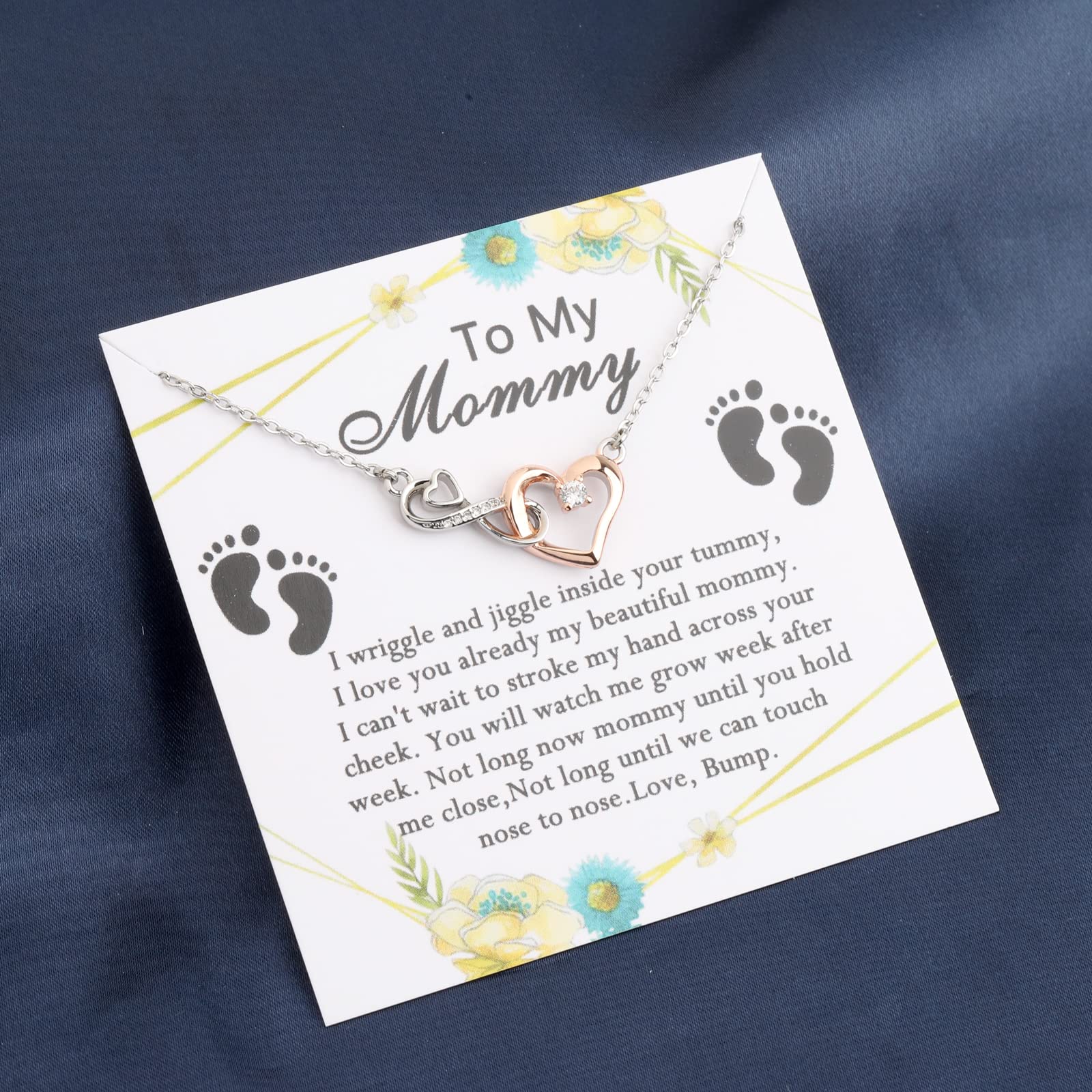 WSNANG Mommy To Be Gift New Mom Necklace Message Card Jewelry First Time Mom Pregnancy Gift Baby Bump Gifts (Mommy wriggle C)