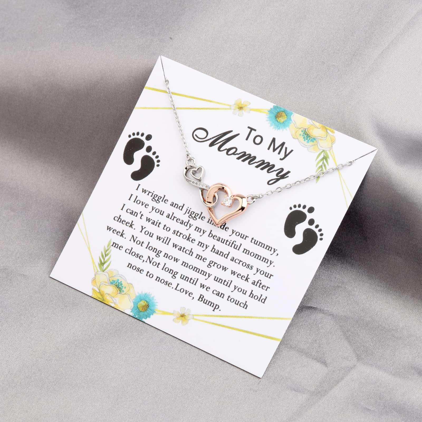 WSNANG Mommy To Be Gift New Mom Necklace Message Card Jewelry First Time Mom Pregnancy Gift Baby Bump Gifts (Mommy wriggle C)