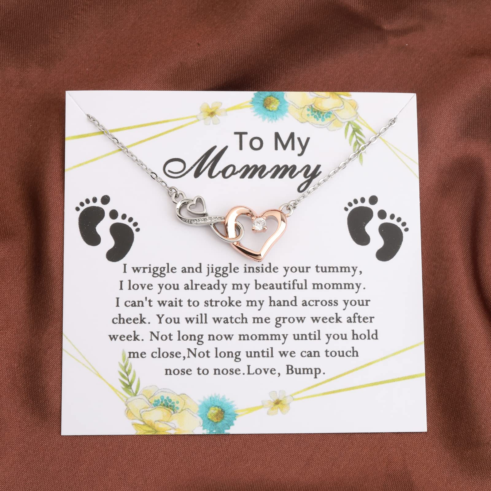 WSNANG Mommy To Be Gift New Mom Necklace Message Card Jewelry First Time Mom Pregnancy Gift Baby Bump Gifts (Mommy wriggle C)