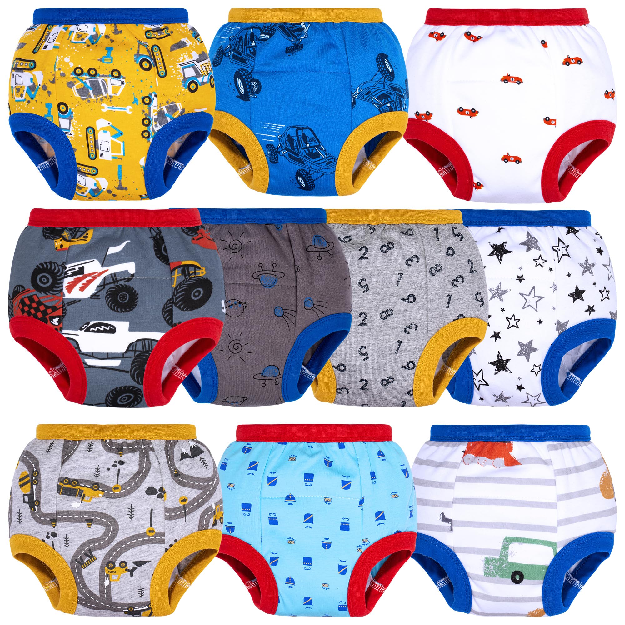 BIG ELEPHANT 10 Pack Toddler Potty Training Pants, Absorbent Underwear for Baby Boys, 5-6Y