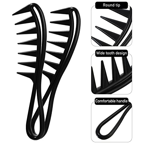 Sieral 4 Pcs Hair Comb Styling Set Double Side Tail Combs with Pick Barber Wide Tooth Comb for Men Women Beard Hairstylist Tools African American Accessories, Black, 4 Styles