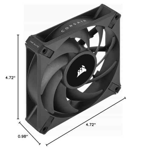 Corsair AF120 Elite, High-Performance 120mm PWM Fluid Dynamic Bearing Fan with AirGuide Technology (Low-Noise, Zero RPM Mode Support) Single Pack - Black