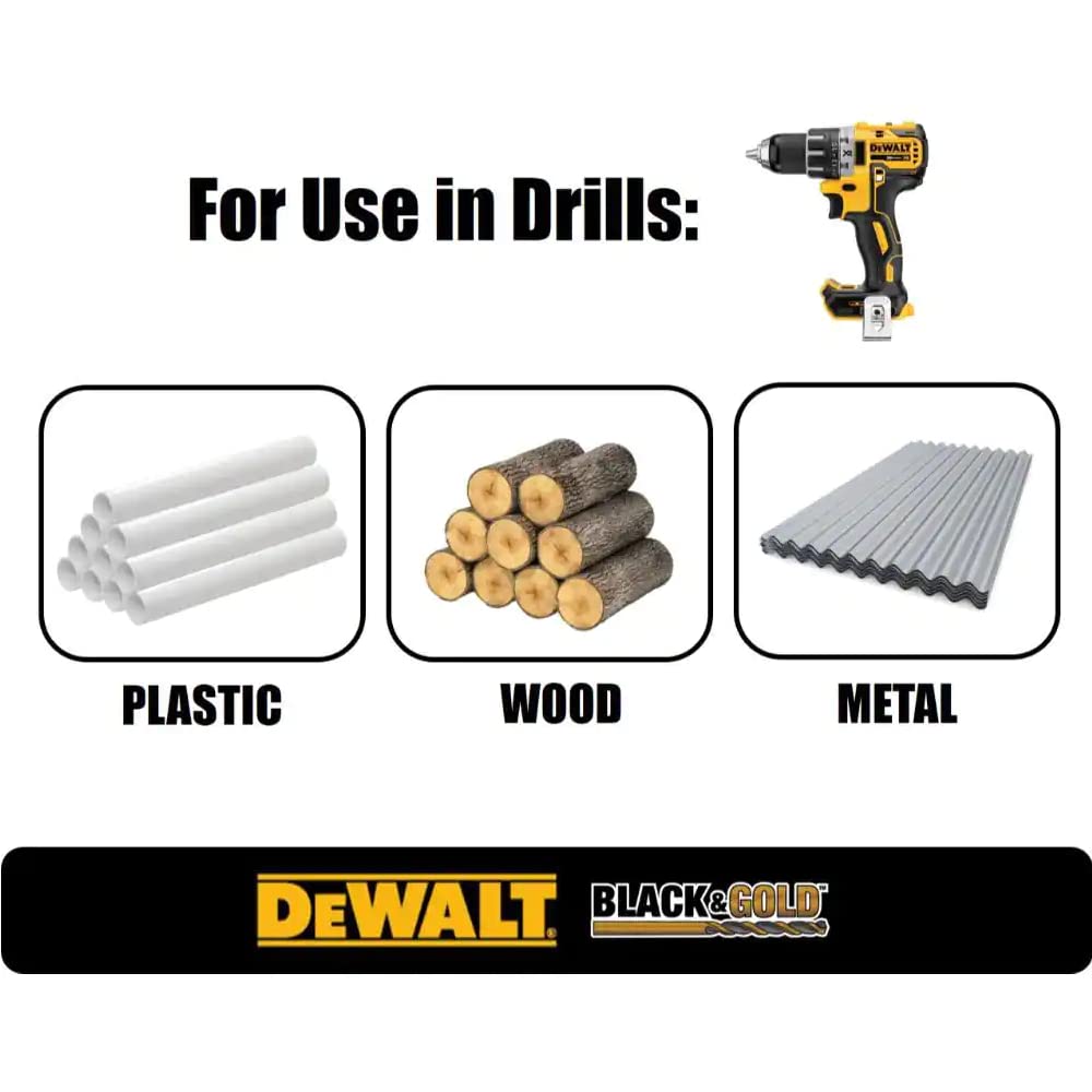 DEWALT Dril Bit Set, Black and Gold Drill Bit Set 10-Piece (DWA1180)