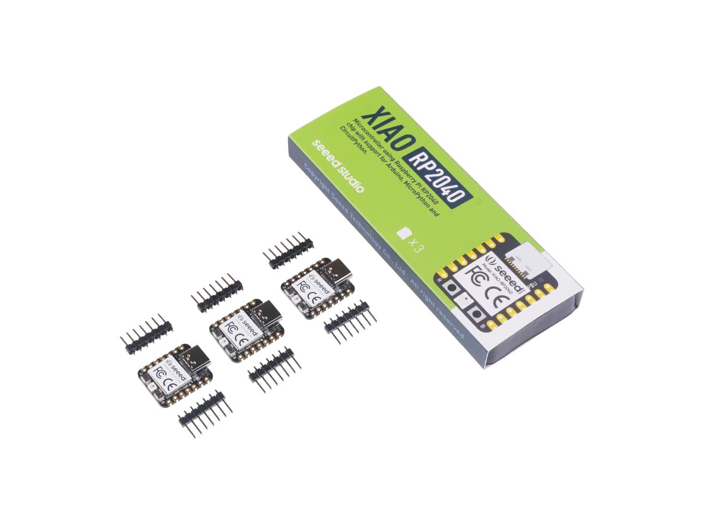 Seeed Studio XIAO RP2040 Microcontroller with Dual-Core ARM Cortex M0+ Processor, Supports Arduino, MicroPython and CircuitPython with Rich Interfaces, 3pcs.