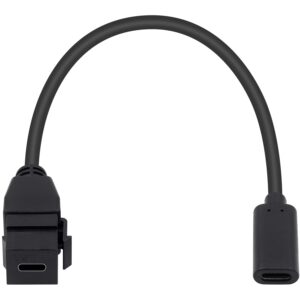 poyiccot usb c keystone jack insert cable, usb 3.1 type c female to female extension keystone insert adapter keystone-to- cable for wall plate outlet panel, black, (usb keystone extension)