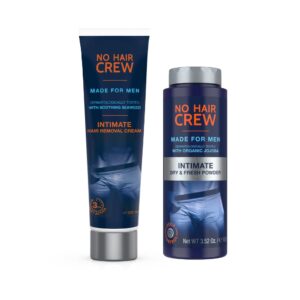 no hair crew | intimate bundle | includes hair removal depilatory cream for men and dry & fresh body powder for sweat and odor control