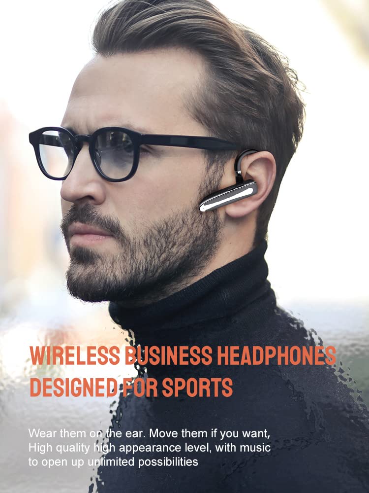 AMTERBEST Bluetooth Headset, Wireless Bluetooth 5.0 Earpiece Hands-Free Earphones with Stereo Mic,8 Hrs Play time, Compatible iPhone Android Cell Phones Driving, Business, Office