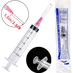 100Pack 10ml 10cc Disposable Measuring Tool Lab Syringes with 18Ga, Individually Sterile Package