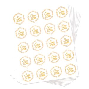 500 pcs save the date gold circle envelope seals stickers party invitation self-adhesive universal sealing foil transparent stickers for wedding birthday valentines baby shower seals lables sticker