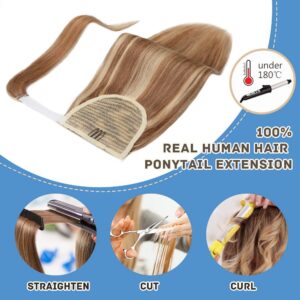 Hairro Pony Tail Hair Extainson For Women Wrap Around Pony Tail Hairpieces long Straight Real Human Hair Ponytails Accessory 16inch 80g #18P613