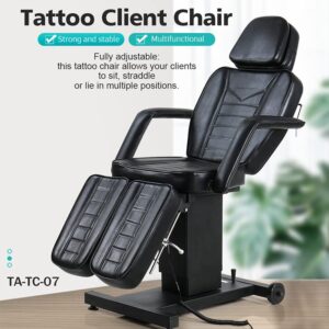 TATARTIST Electric Tattoo Chair Portable Client Tattoo Table Spa Bed Massage Table Facial Chair Dental Chair Tattoo Studio Salon Equipment (Black)