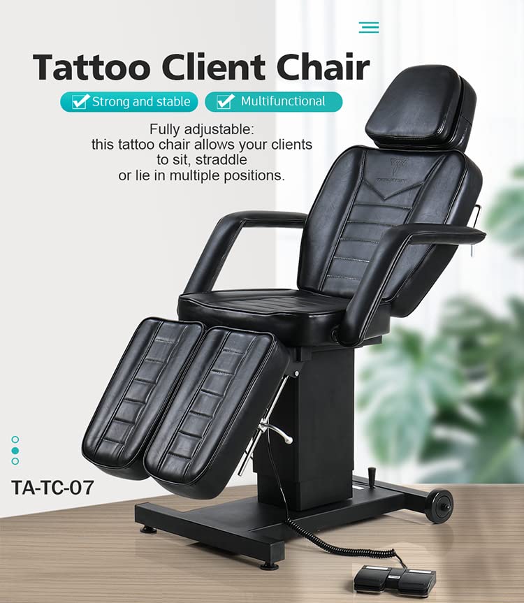 TATARTIST Electric Tattoo Chair Portable Client Tattoo Table Spa Bed Massage Table Facial Chair Dental Chair Tattoo Studio Salon Equipment (Black)