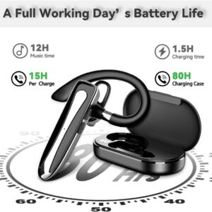 AMTERBEST Bluetooth Headset, Wireless Bluetooth 5.0 Earpiece Hands-Free Earphones with Stereo Mic,8 Hrs Play time, Compatible iPhone Android Cell Phones Driving, Business, Office