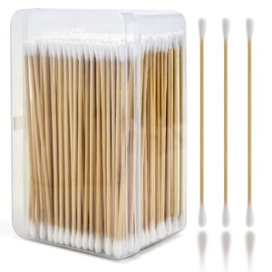 pingmic 400pc (800 tips) long cotton swab, 6 inch cotton swab without barbs - cotton swabs with wooden sticks, long cotton swabs for gun cleaning machinery pets makeup. bamboo stick with storage box