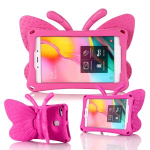 uucovers kids case for amazon kindle fire hd 8 tablet (8th/7th/6th generation, 2018/2017/2016) 8" with handle folding kickstand kid-proof shockproof eva foam lightweight stand cover, rose butterfly