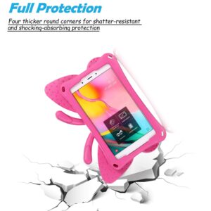 UUcovers Kids Case for Amazon Kindle Fire HD 8 Tablet (8th/7th/6th Generation, 2018/2017/2016) 8" with Handle Folding Kickstand Kid-Proof Shockproof EVA Foam Lightweight Stand Cover, Rose Butterfly