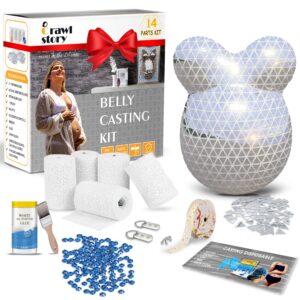 crawl story belly cast kit pregnancy-baby casting kit | with 5-plaster cloth roll, hanging hardware & decorative items| perfect baby shower & pregnancy gifts|pregnancy belly casting kit baby bump cast