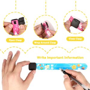 14 Pieces Children Safety ID Wristband Reusable Identification Bracelets Waterproof ID Band Safety Wristband for Boys and Girls (Cute Style)