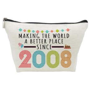 16th birthday gifts for girls, funny 16 year old gift makeup bag, 2008 16th birthday makeup bags for her, teens, sister, daughter, niece, granddaughter, making the world a better place since 2008