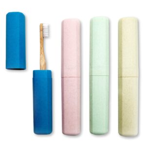 december springs 4 pack toothbrushes cover in 4 colors for all of the family - portable travel toothbrush holder - eco friendly toothbrush case travel essentials for vacations, work trips and more…