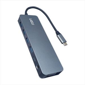 reader media techno lazos usb 3.1 type-c hub 13-in-1 4k hdmi port vga port pd port silver