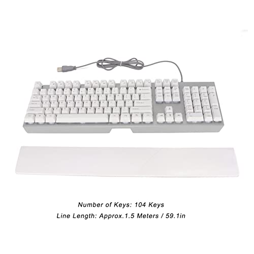 Kafuty-1 GK60 RGB Gaming Keyboard,USB Wired 104 Keys Colorful Backlit Keyboard with Wrist Rest,Detachable Mechanical Feel Gaming RGB Keyboard for Laptop,PC,Computer,Game and Work(White)