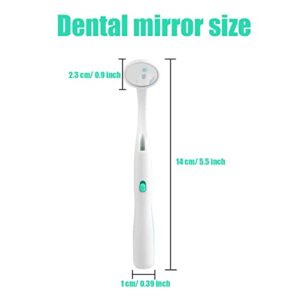 Ceonam 2 Pcs Dental Mirror with Light Tool LED Lighted Teeth Inspection Mirror Anti Fog Curve Angle Dentist Oral Care Tool (Green)