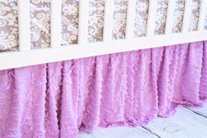 lilac purple ruffle crib bed skirt, boho baby girl ruffled bedding dust ruffle skirts, extra long 16 inch gathered standard bedskirt nursery decor, avtrboutique