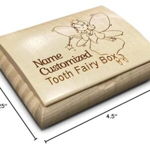 Mikutowski Woodworking Name Customized Tooth Fairy Box for Boys and Girls - Made in USA Customized Baby Teeth Keepsake Wooden Holder for Kids Tooth - Shower Birthday Gift Idea (TFB-01)